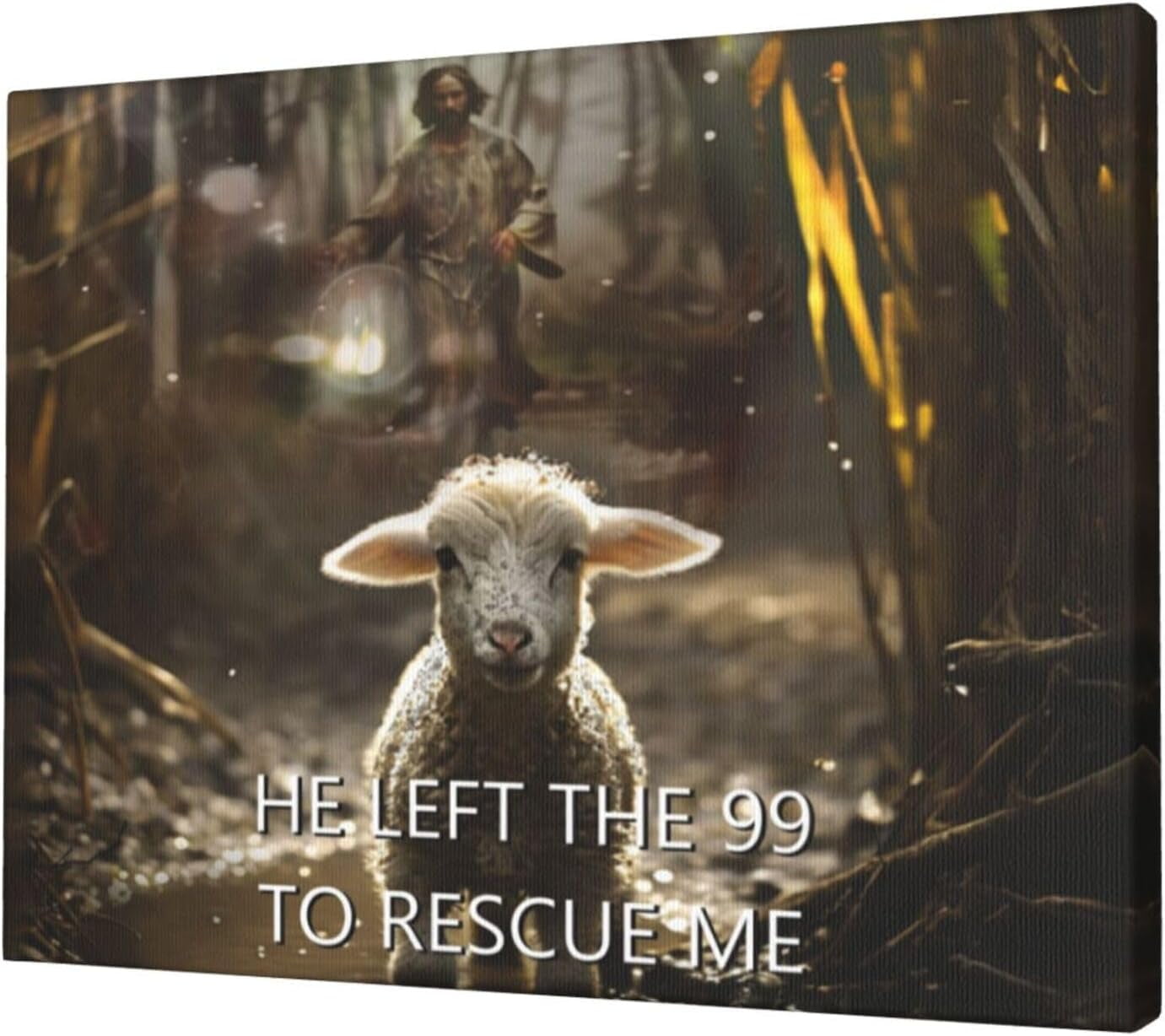 AEFER Jesus Runing After Lost Lamb Canvas Christian Religious God Sheep ...