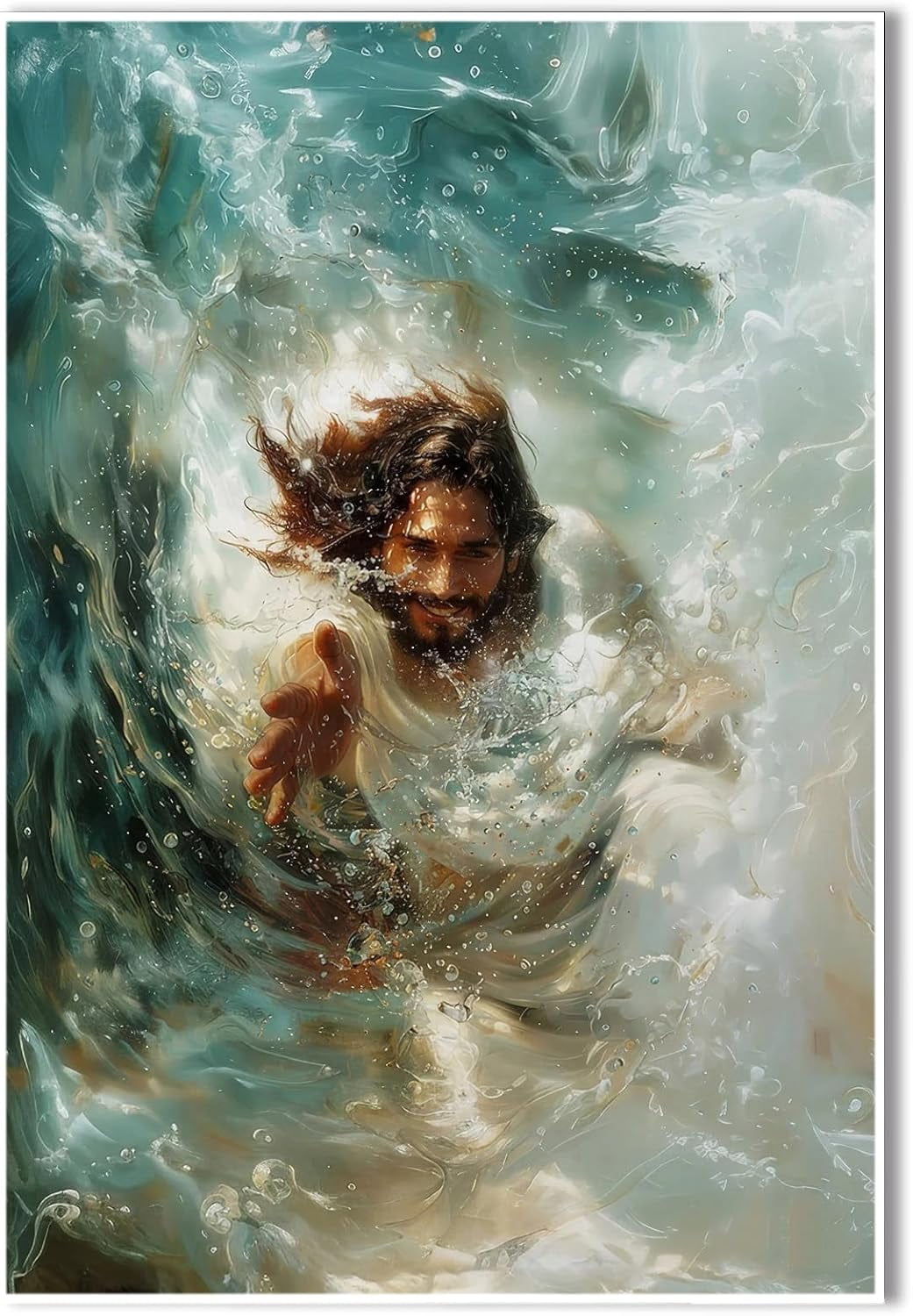 AEFER Jesus Saves Christian Painting Hands of God and Man Touching ...