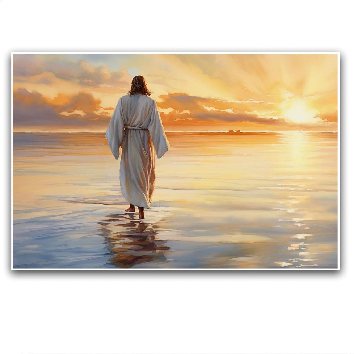 AEFER Jesus Walked on Water Modern Christian Wall Art Canvas Poster ...