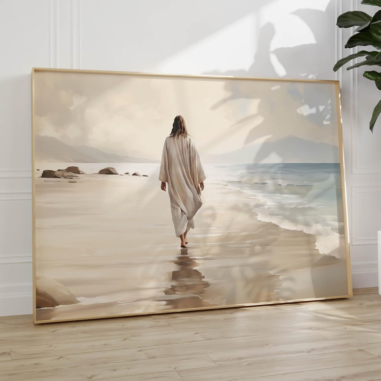 AEFER Jesus Walking on the Beach Picture Christian Jesus Canvas Wall ...