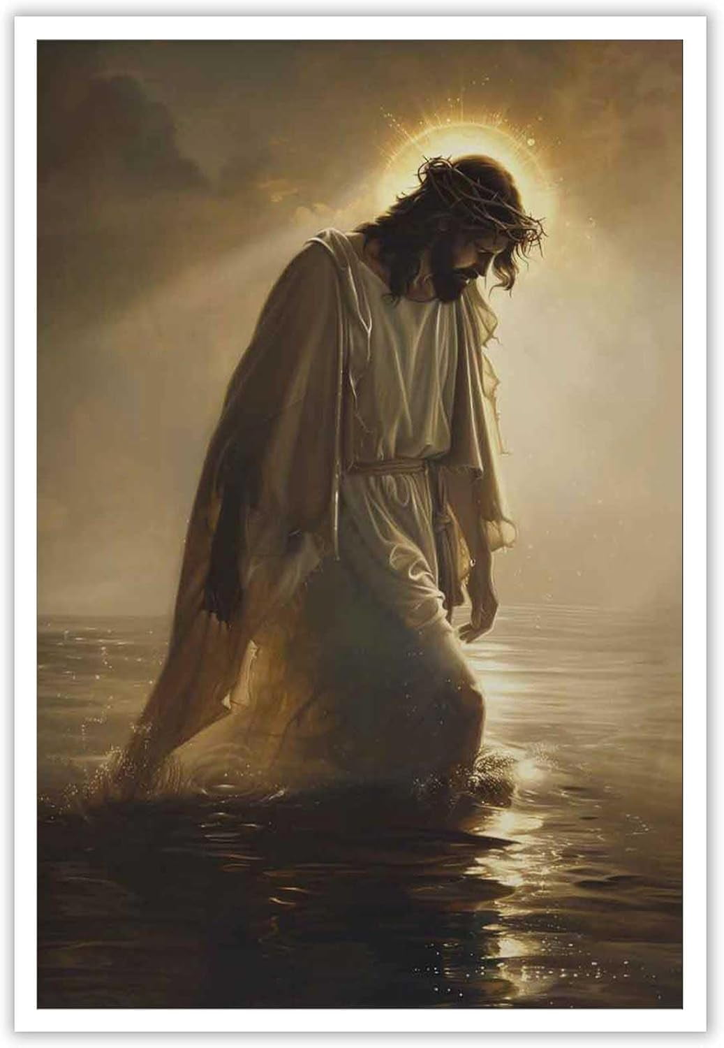 AEFER Jesus Walking on Water Art Divine Mercy Painting Christ Jesus ...