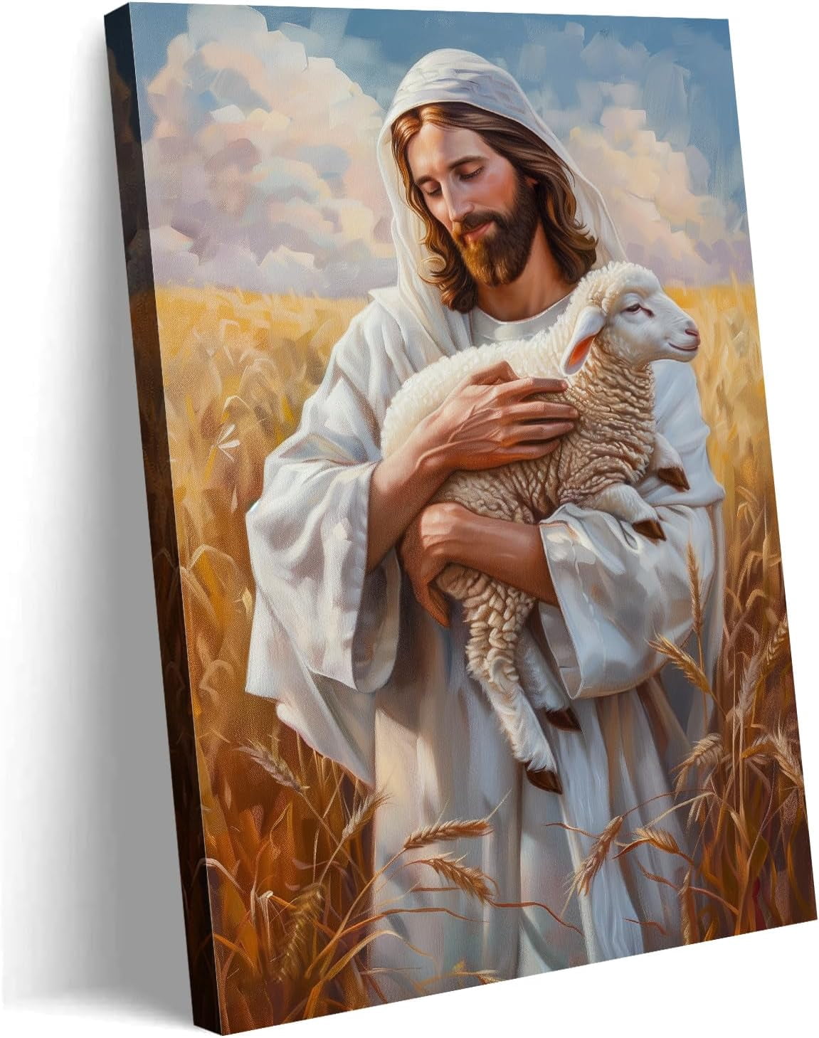 AEFER Jesus Wall Art Canvas Prints Wall Decor Lost Lamb Picture WHeat ...