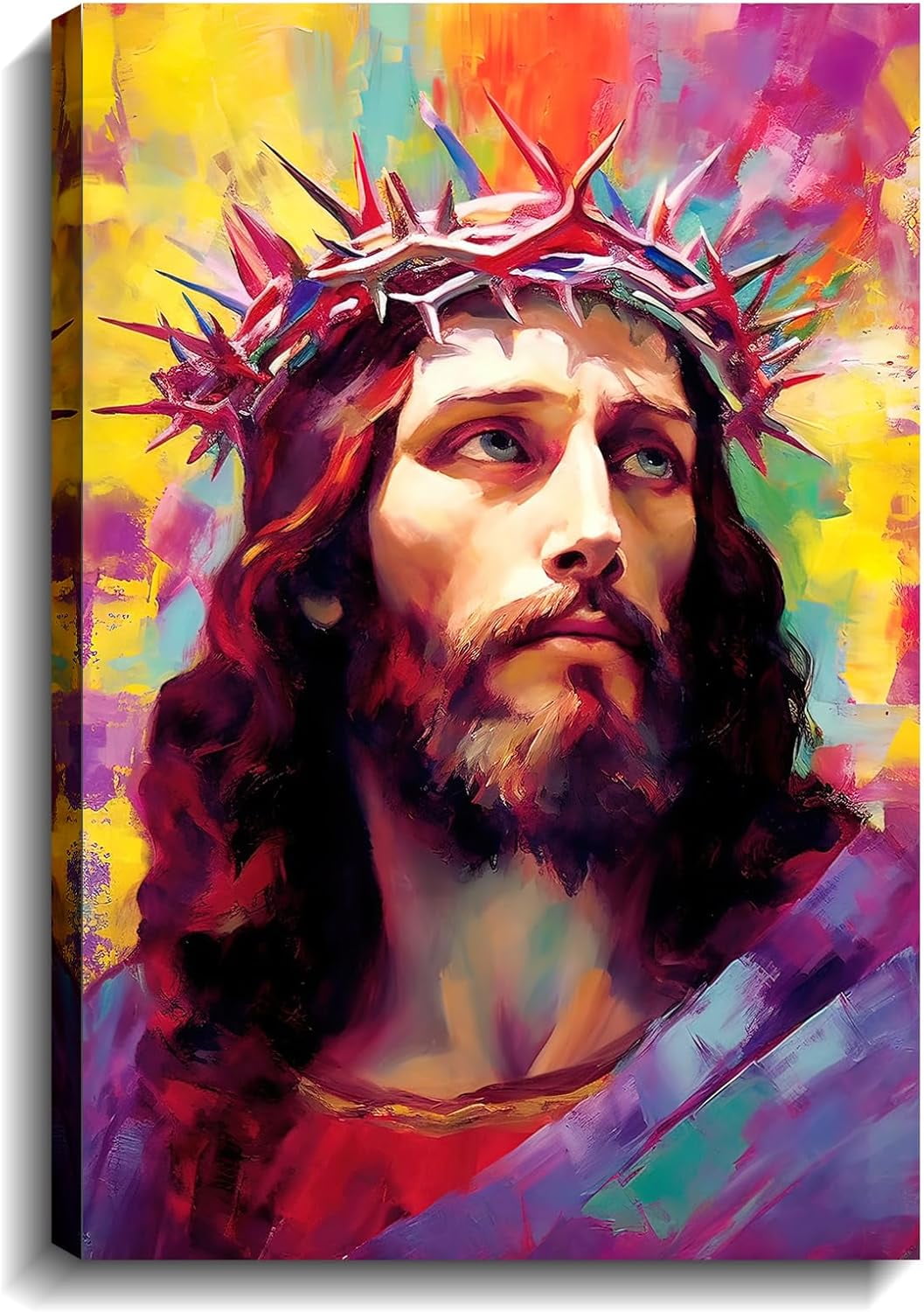 AEFER Jesus Wall Art Christ Portrait Canvas Print Picture Abstract Coloful Jesus Poster ...