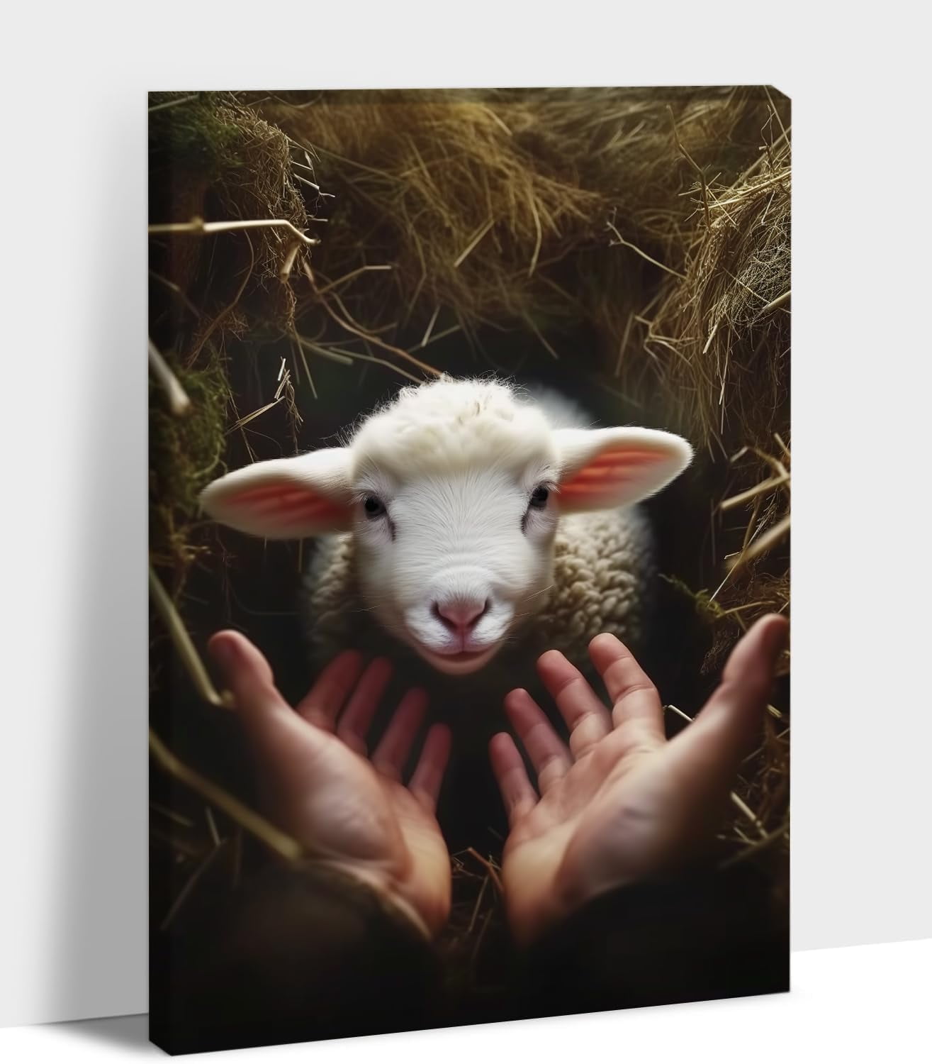 AEFER Jesus Wall Art, Christian Art Jesus Reaches Down To Rescue A Lamb ...