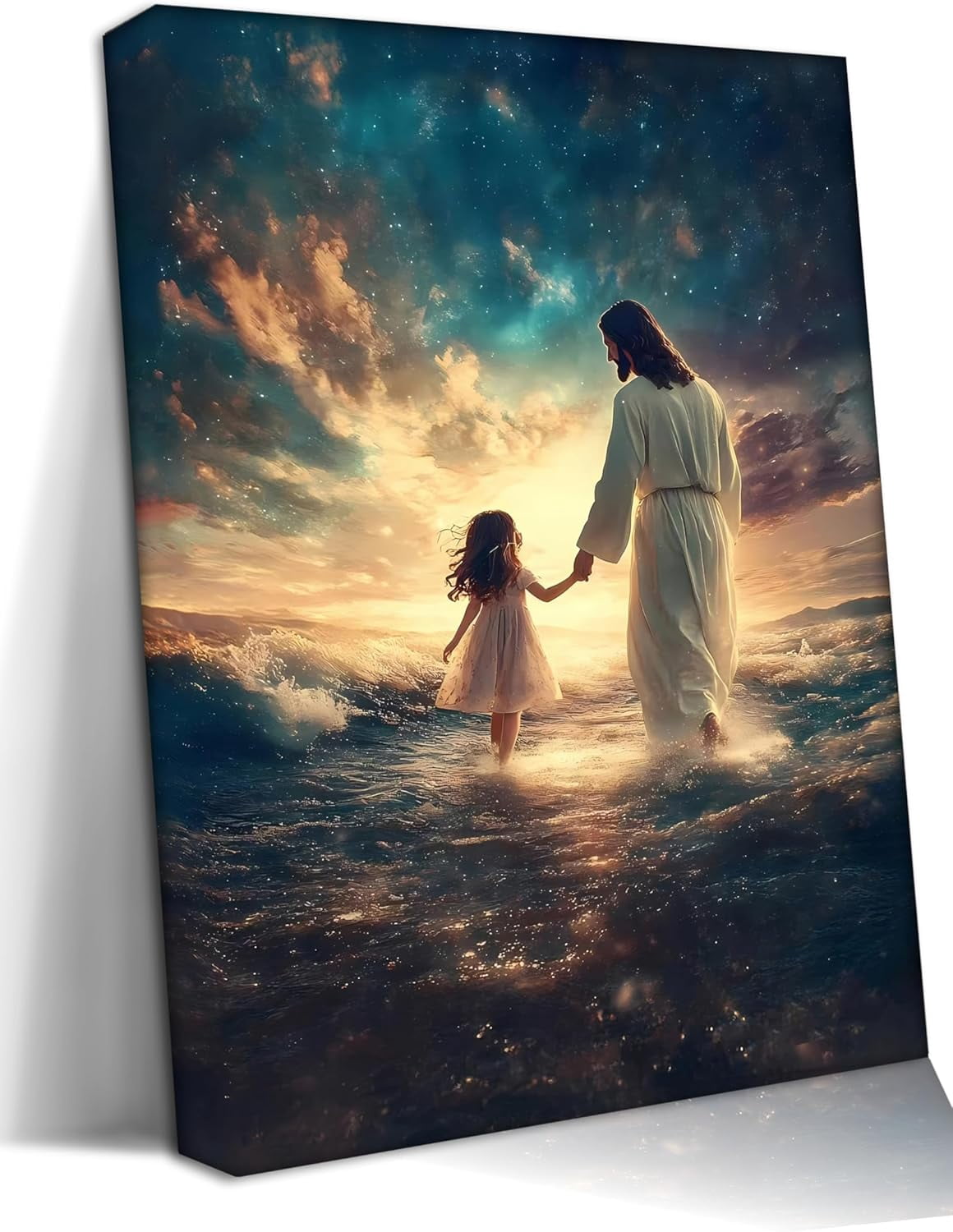 AEFER Jesus Wall Art Jesus With Girl Canvas Print Christian Faith ...