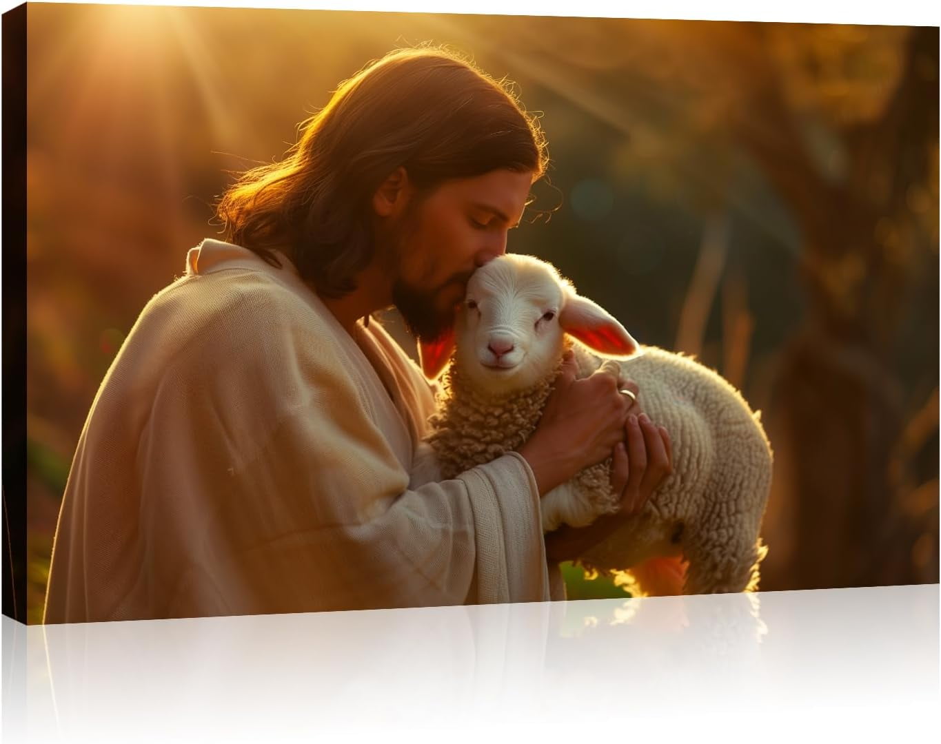 AEFER Jesus Wall Art Lamb Canvas Prints Holy Light Picture Christian ...