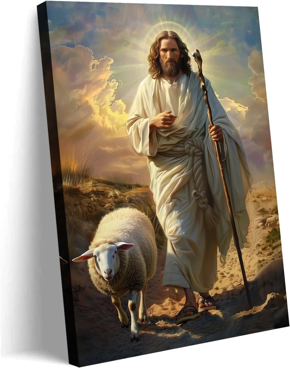 AEFER Jesus Wall Art Lamb Canvas Prints Shepherd Picture Christian ...