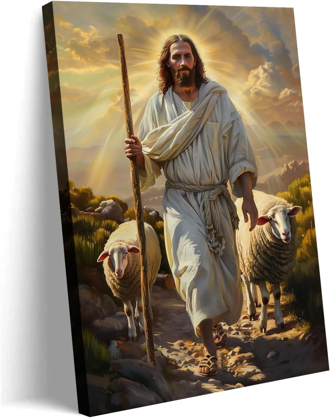 AEFER Jesus Wall Art Lamb Canvas Prints Shepherd Picture Christian ...