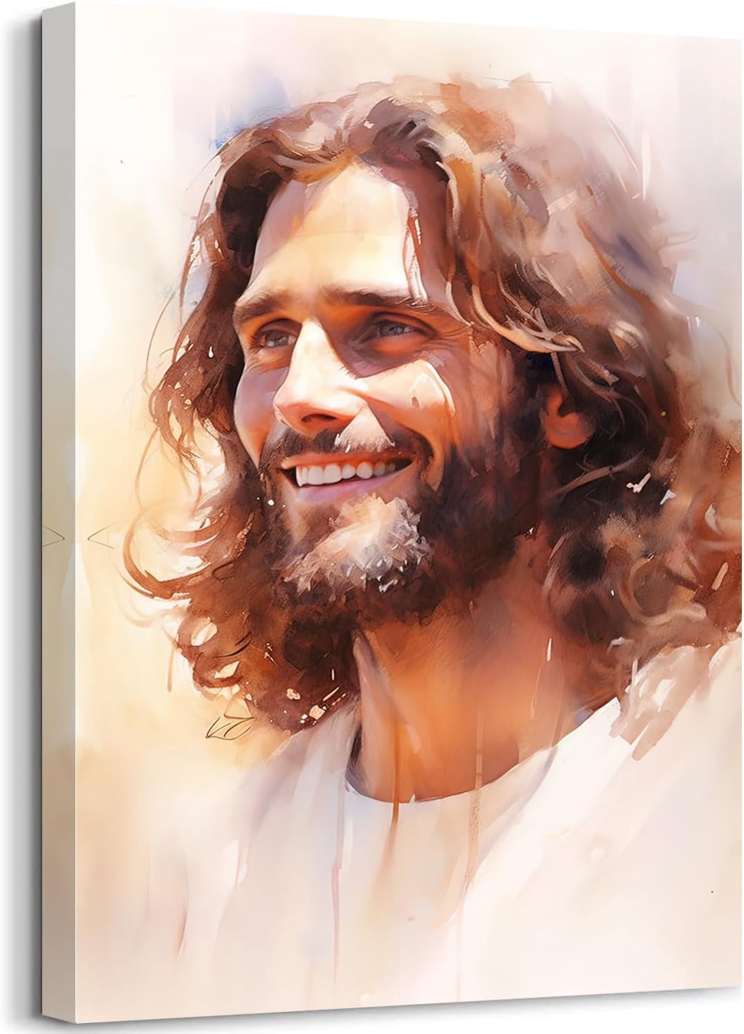 AEFER Jesus Wall Art, Laughing Christ, Watercolor Painting, Unframe (24 ...