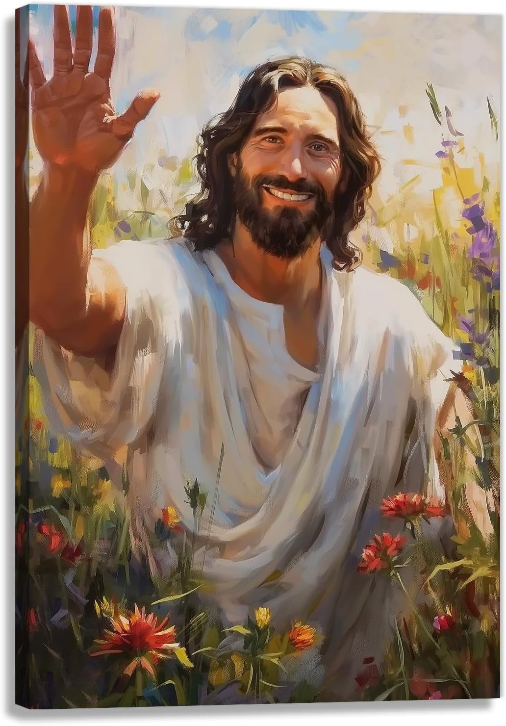 AEFER Jesus Wall Art Watercolor Jesus Portrait Picture Canvas Print ...