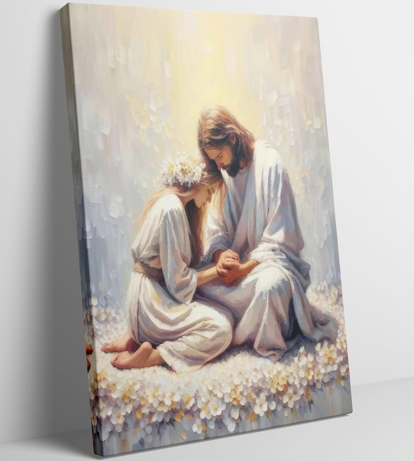 AEFER Jesus and Woman Praying Canvas Wall art God Painting Picture Wall ...