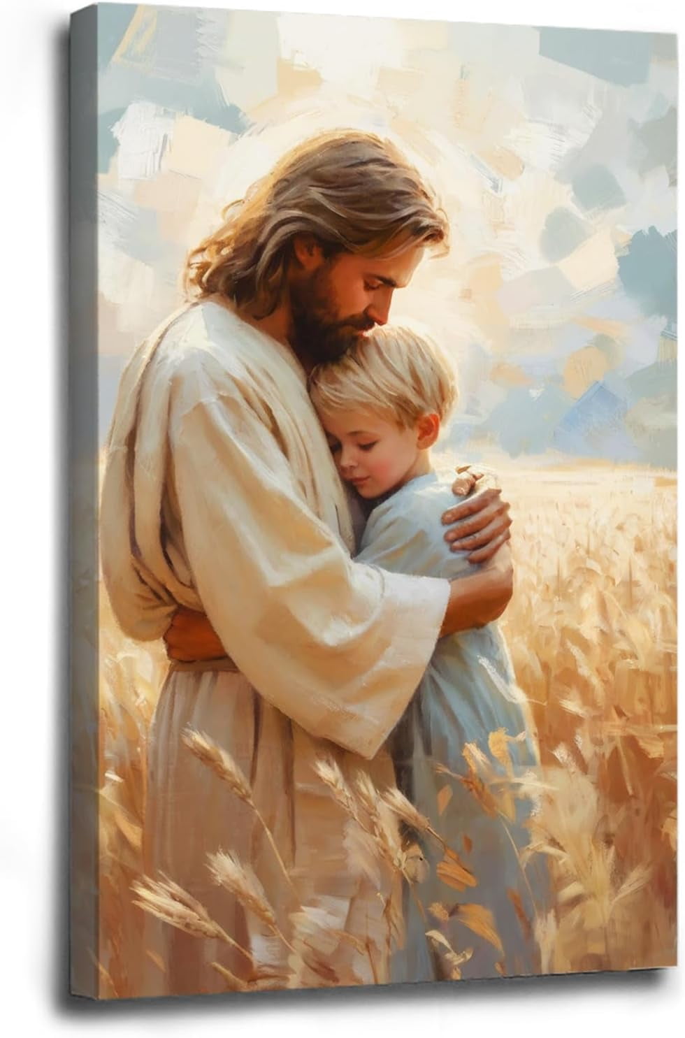 AEFER Jesus With boy Jesus hugging boy savior love Inspirational Wall Decor Christian Wall Art ...