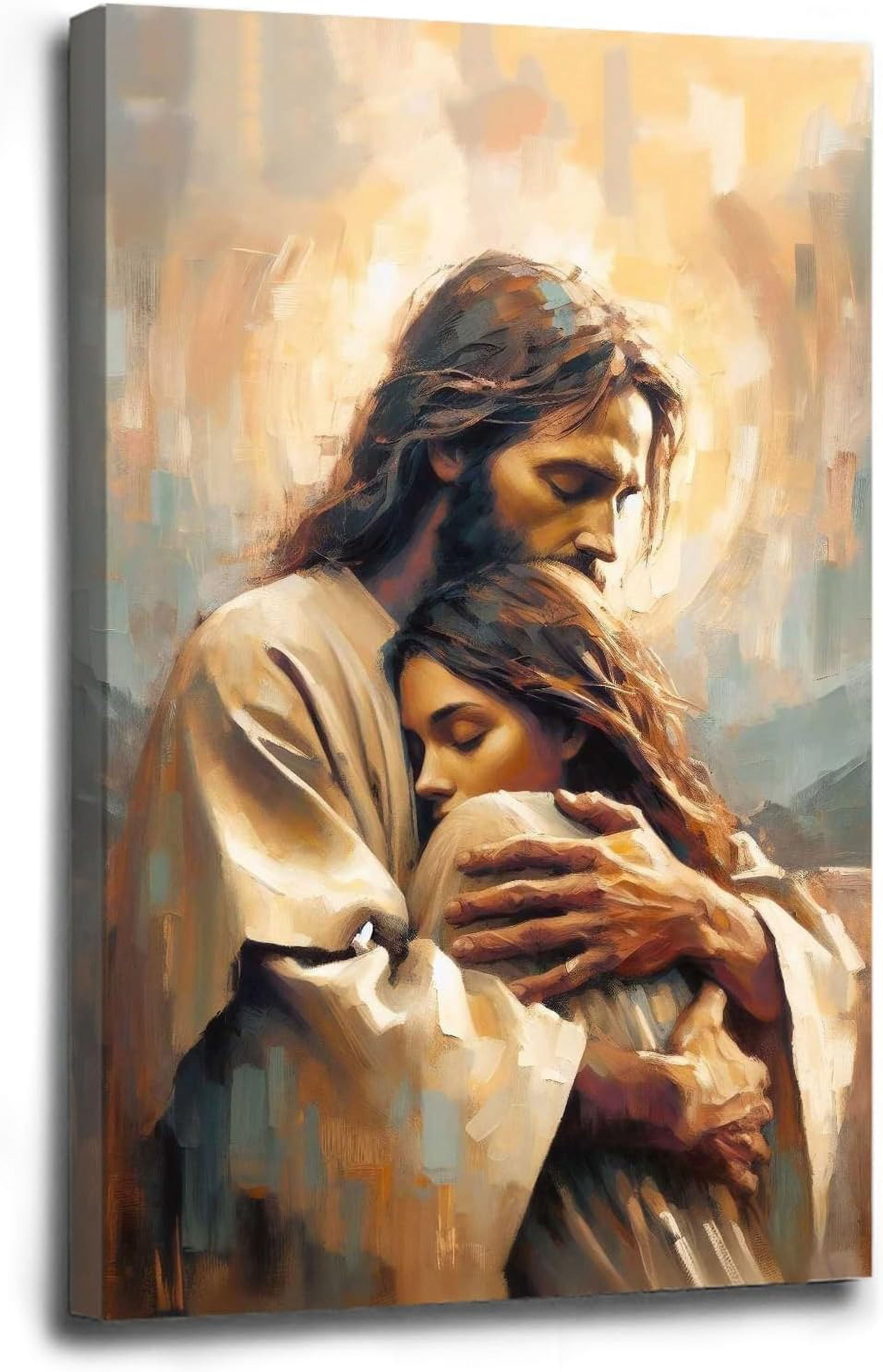 AEFER Jesus hugging Woman print Jesus and Girl painting bible art ...
