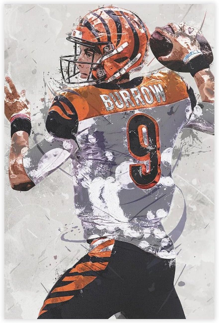 AEFER Joe Burrow Poster Football Canvas Poster Bedroom Decor Landscape ...