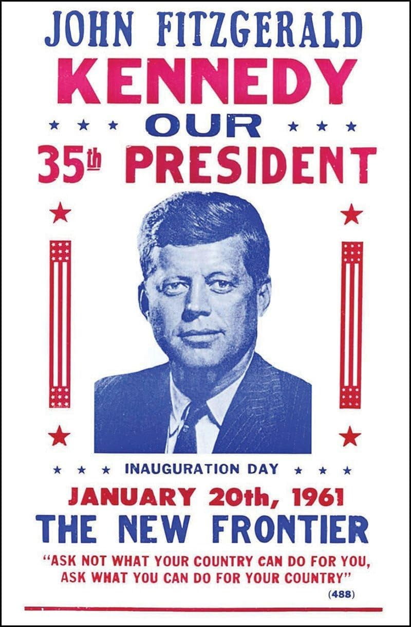 AEFER John F Kennedy Inauguration - JFK Vintage Style Poster Unframe ...
