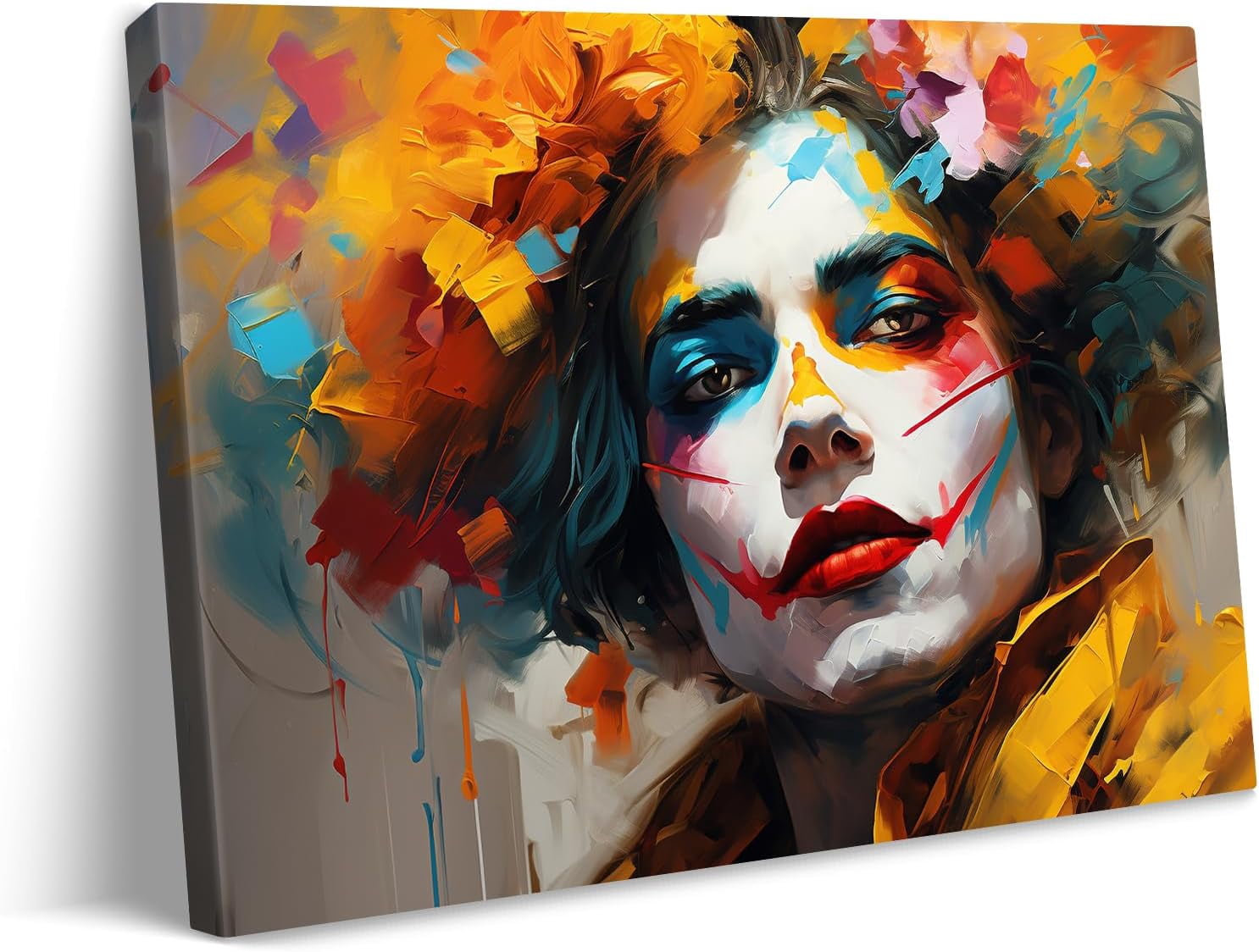 AEFER Joker Canvas Wall Art Melancholic Clown Painting Modern Gallery ...