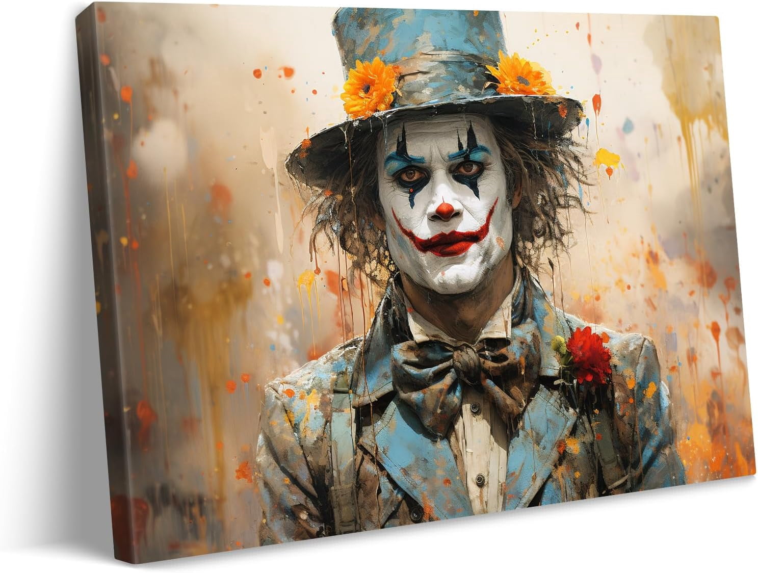 AEFER Joker Canvas Wall Art Melancholic Clown Portrait Painting Modern ...