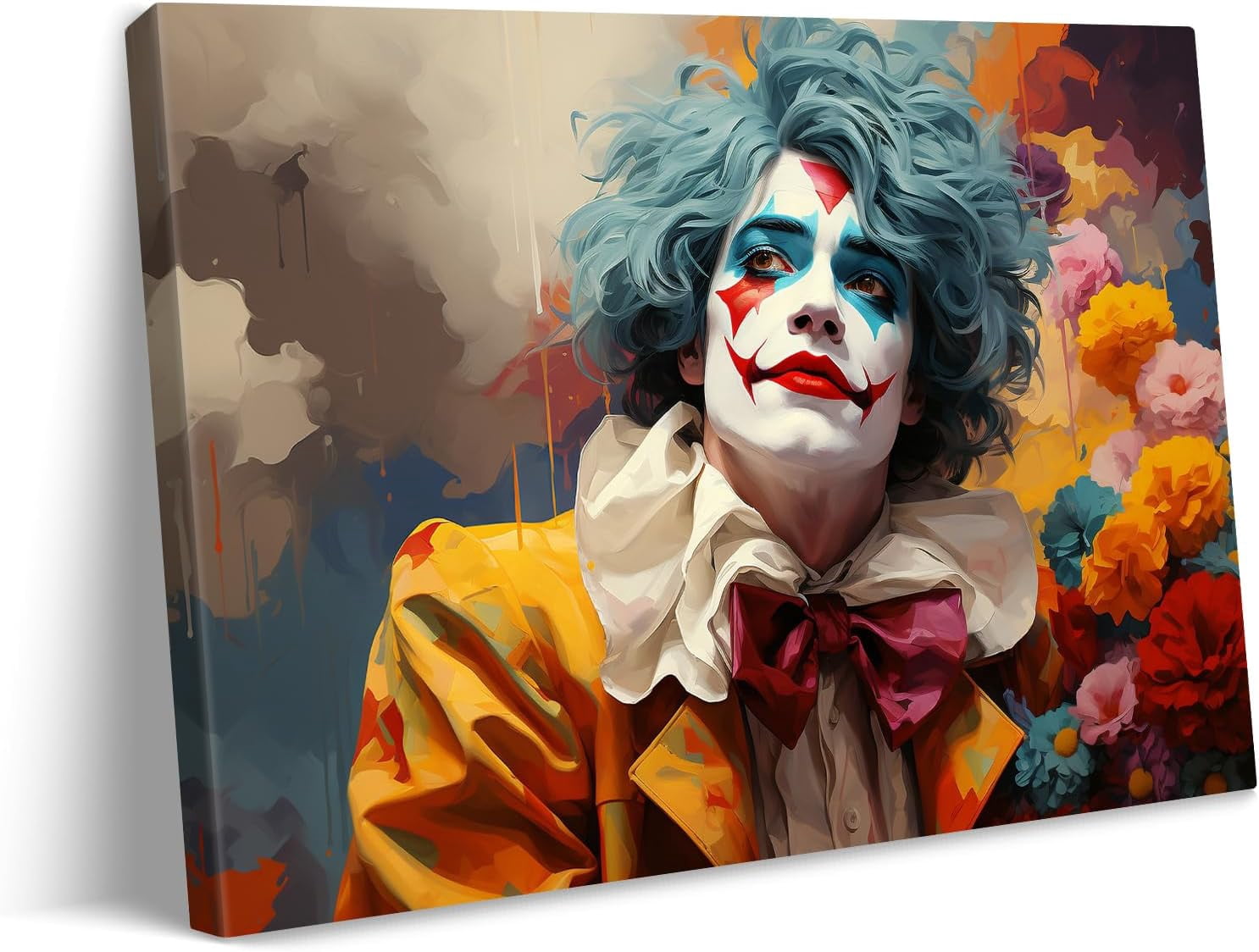 AEFER Joker Canvas Wall Art Melancholic Clown Portrait Painting Modern ...