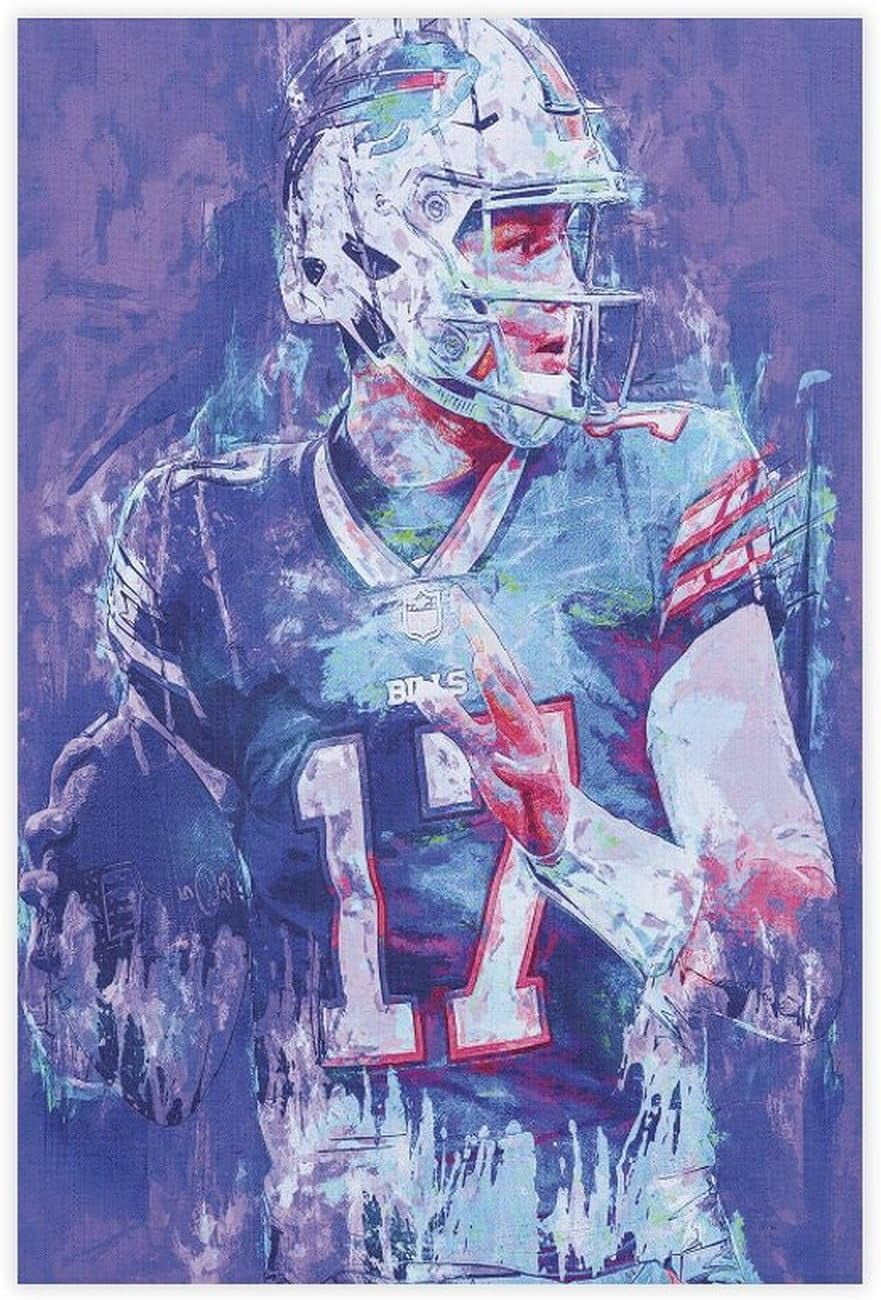 AEFER Josh Allen Poster Football 4 Canvas Poster Bedroom Decor ...