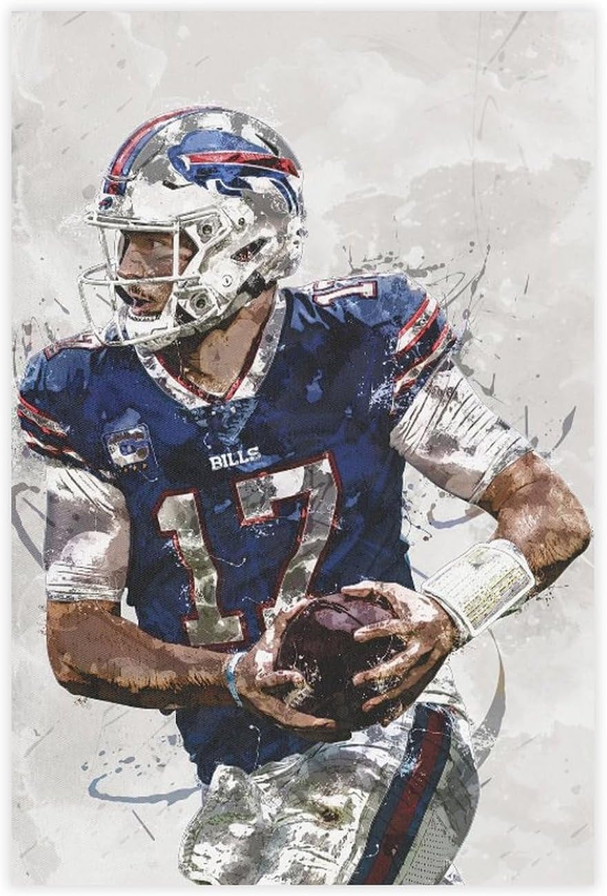 AEFER Josh Allen Poster Football Canvas Poster Bedroom Decor Landscape ...