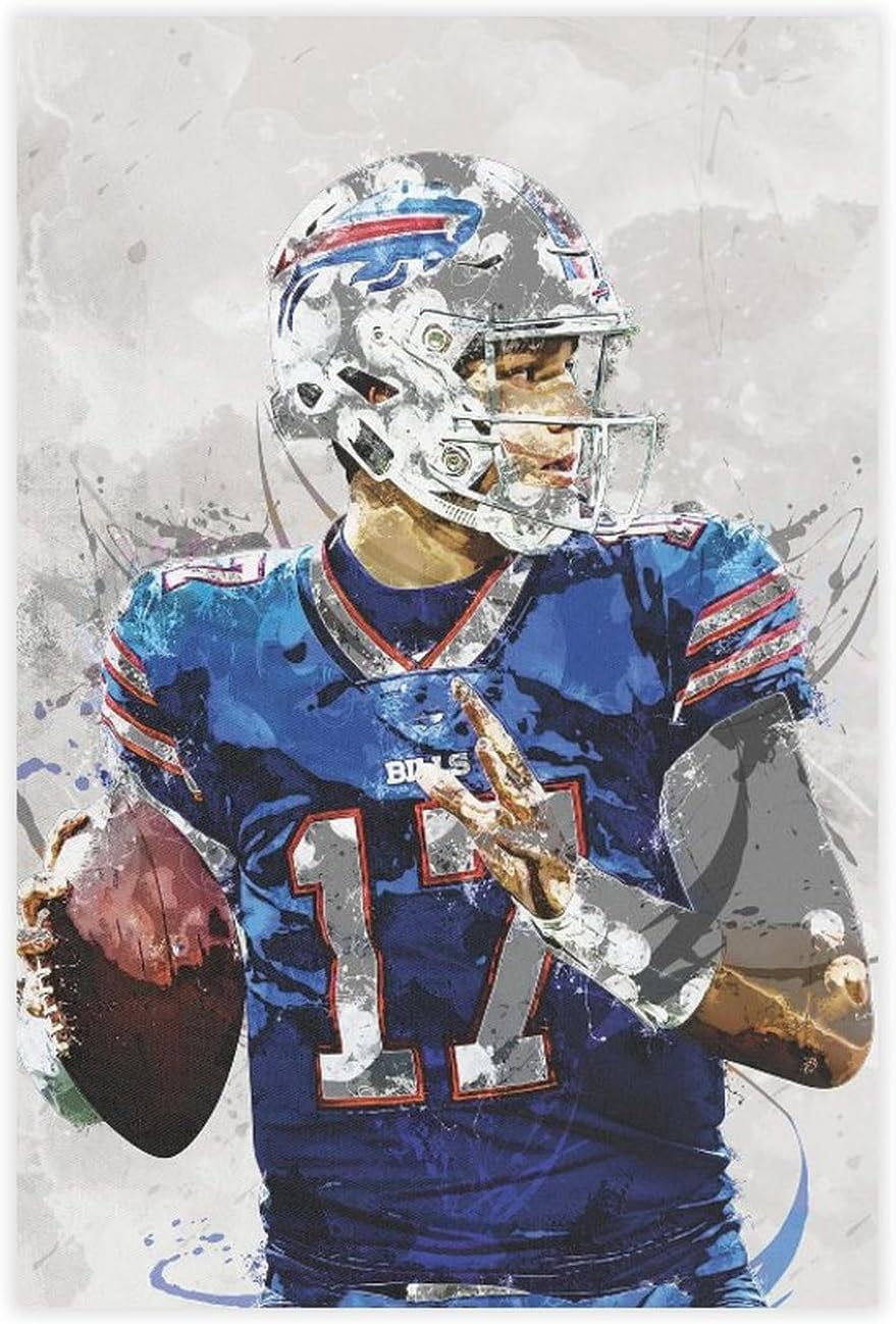 AEFER Josh Allen Poster Football Canvas Poster Wall Art Decor Print ...