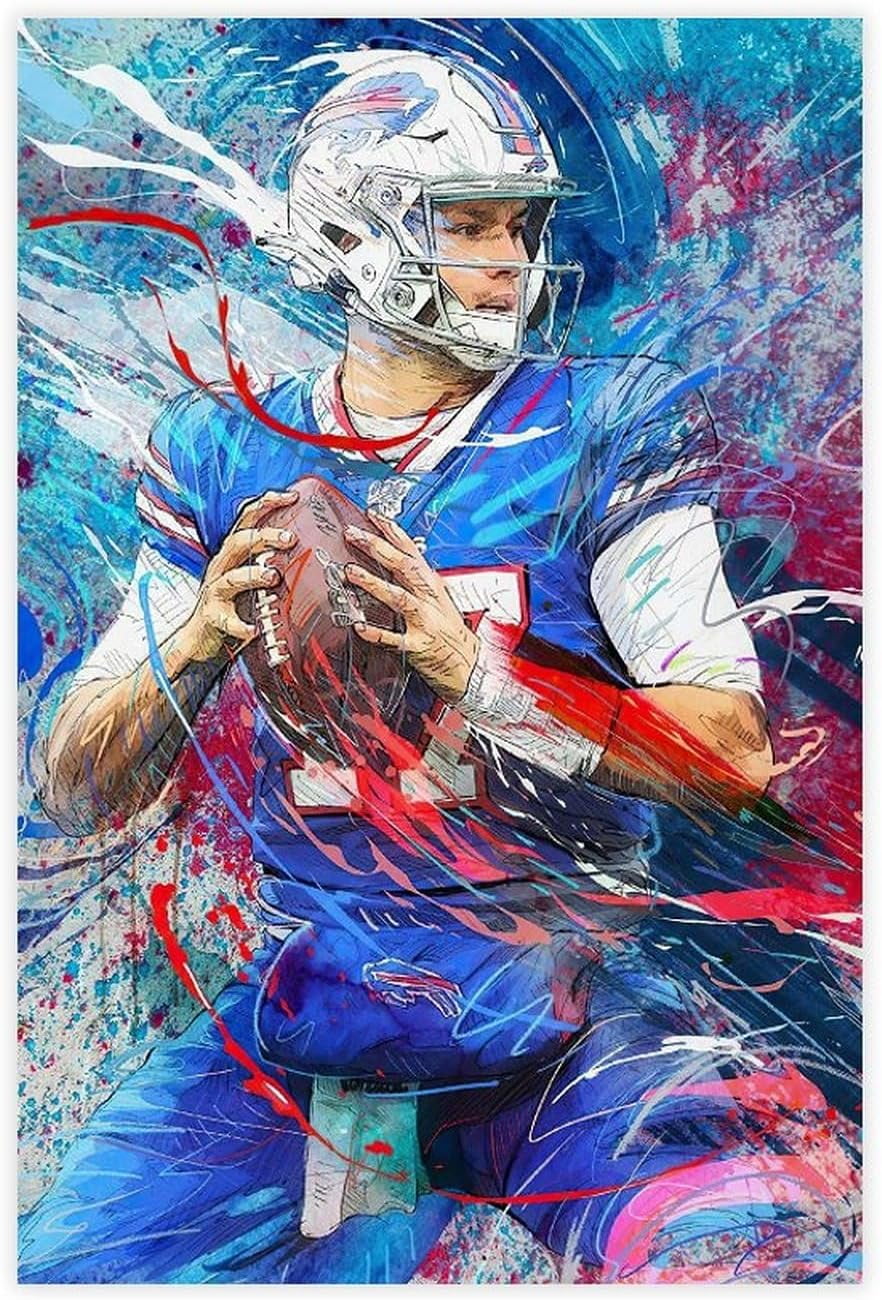 AEFER Josh Allen Poster Football Canvas Wall Art Decor Print Picture ...
