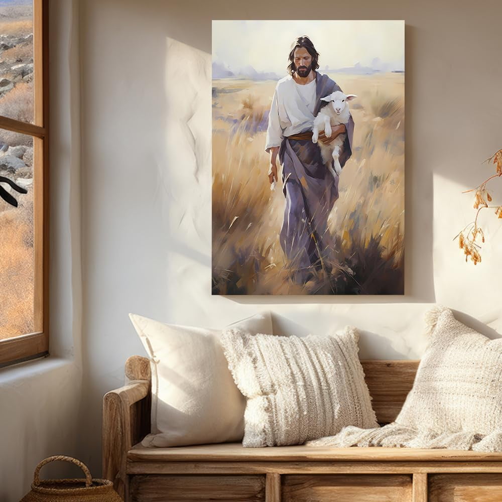 AEFER The Journey Home Jesus Wall Art The Good Shepherd Jesus Saving ...