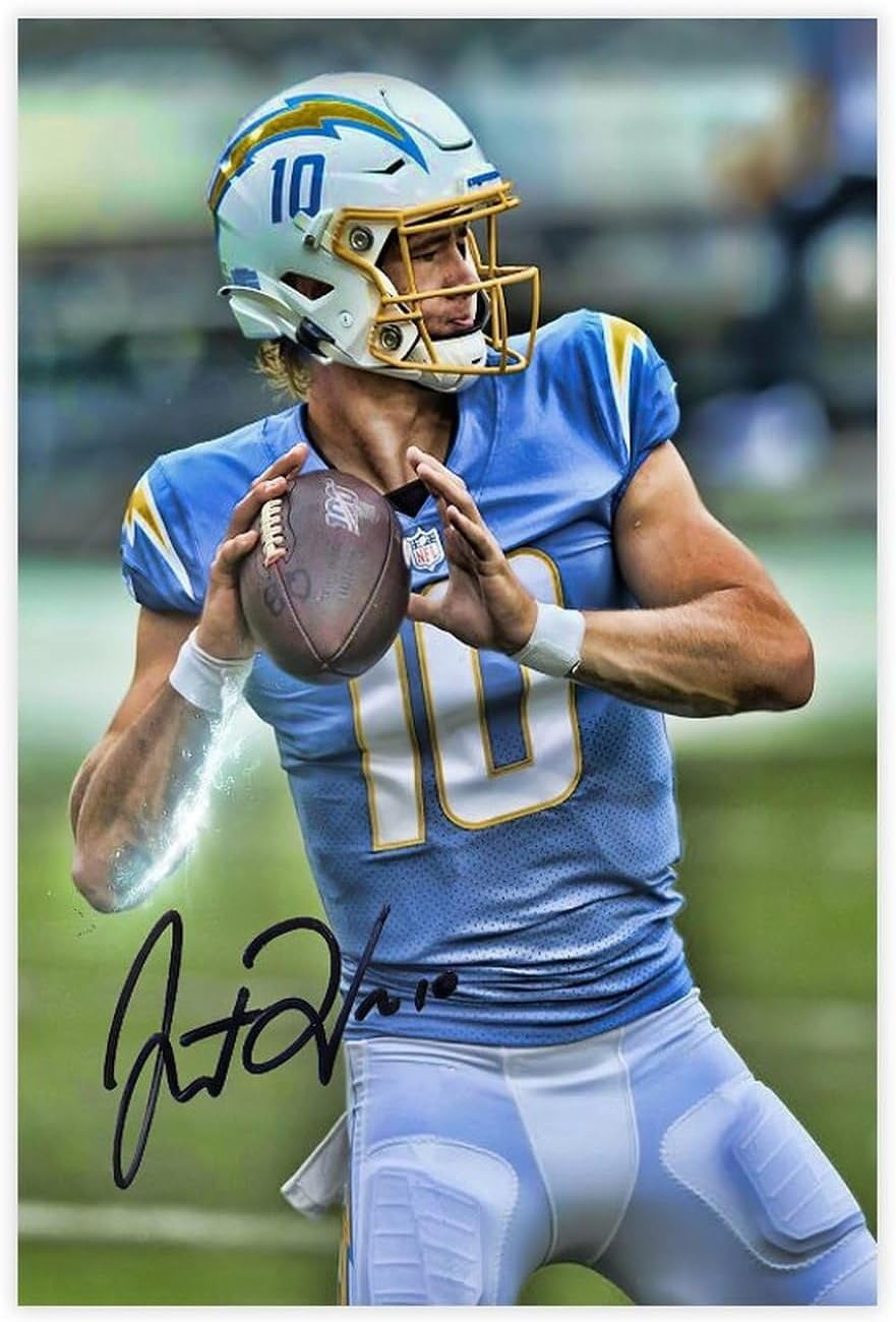 AEFER Justin Herbert Poster Football Signed Canvas Wall Art Decor Print ...