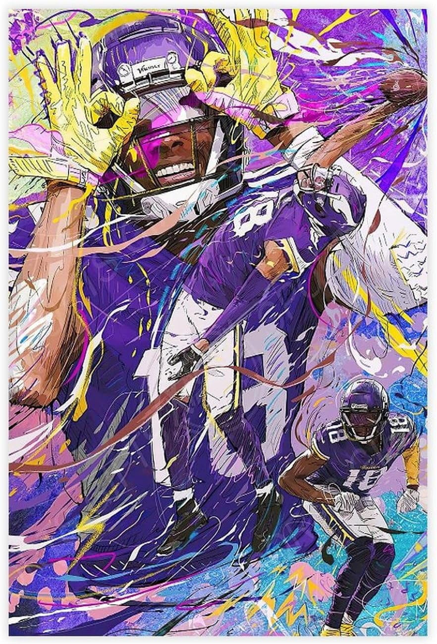 AEFER Justin Jefferson Poster Football Canvas Wall Art Decor Print ...