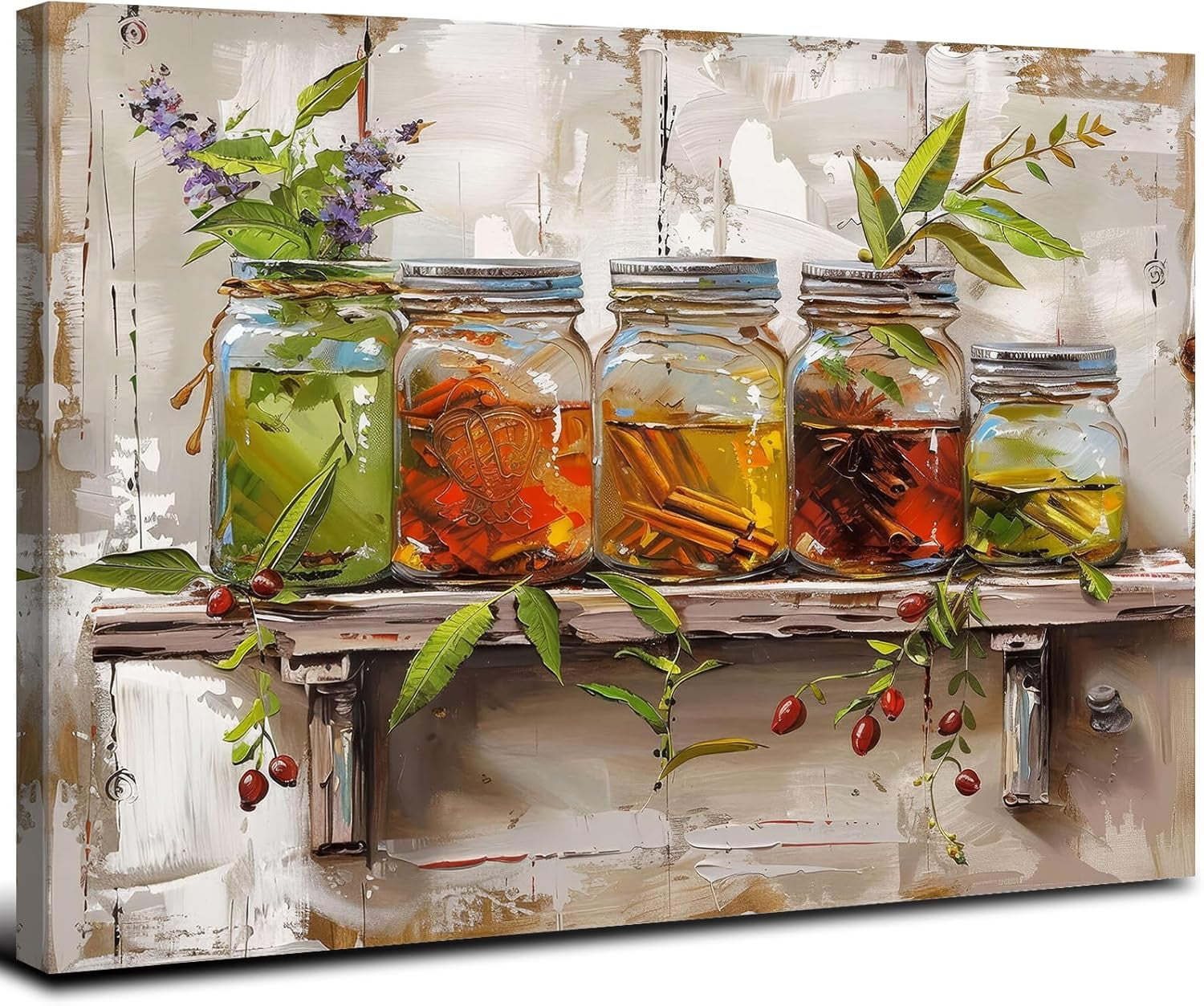 AEFER Kitchen Abstract Wall Art Prints Colorful Food Spices Wall Decor ...