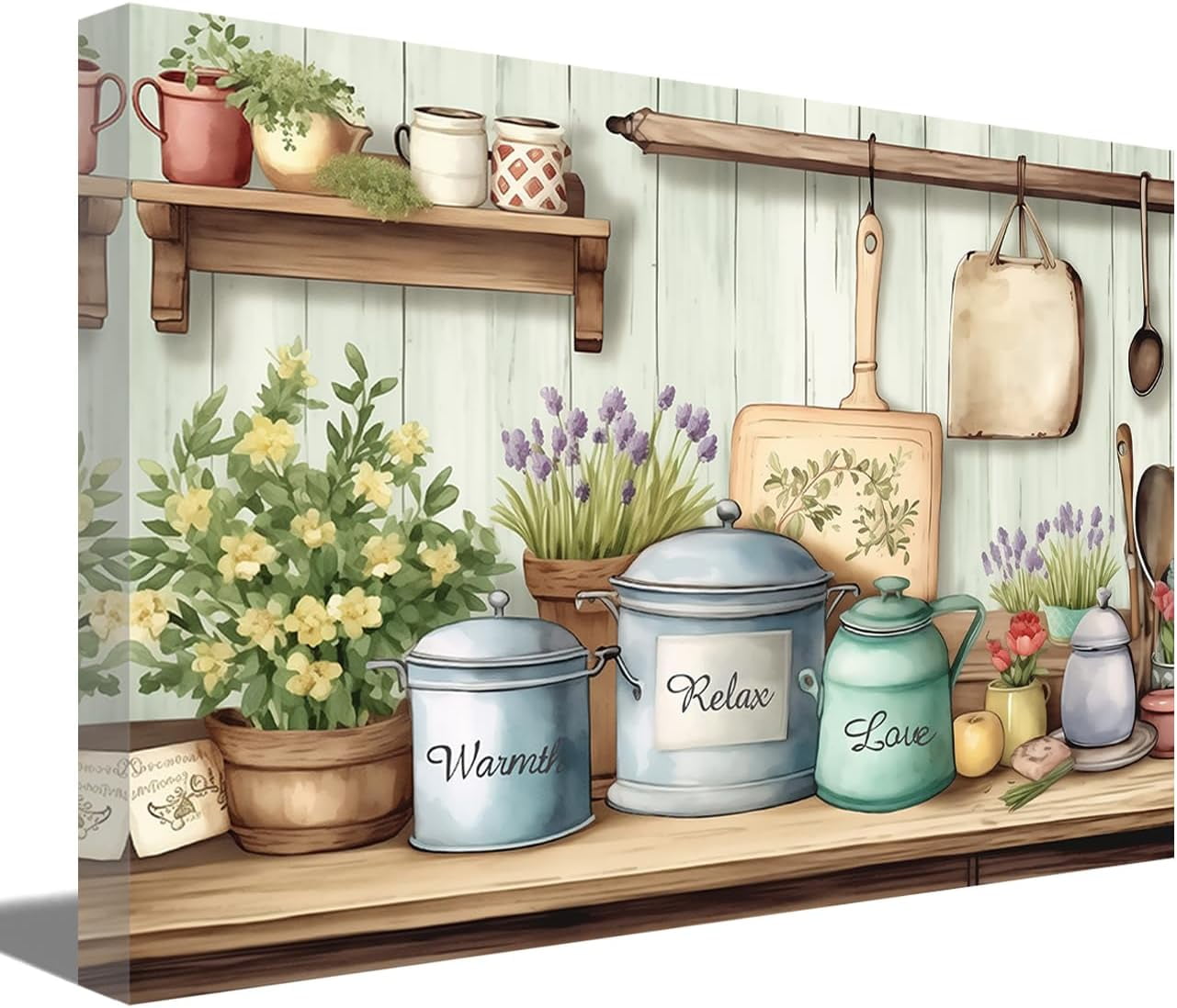 AEFER Kitchen Canvas Wall Art Farmhouse Kitchen Sign Motivational ...