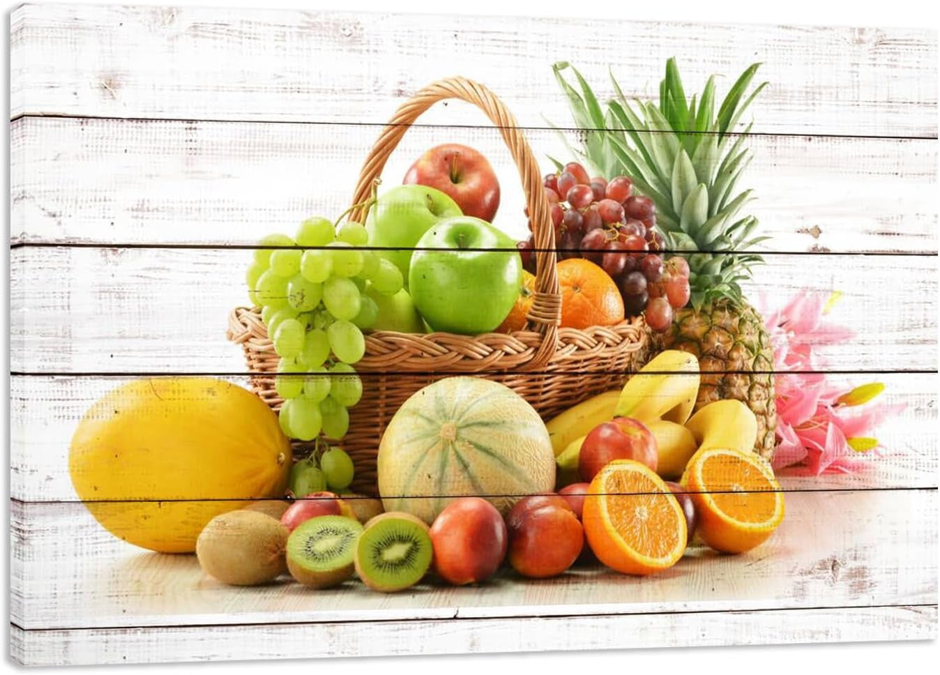 AEFER Kitchen Canvas Wall Art, Fresh Vegetables and Fruits Picture ...