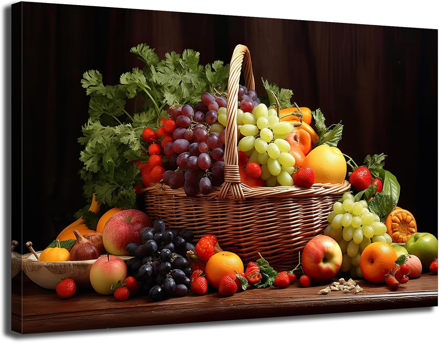 AEFER Kitchen Canvas Wall Art Various Fresh Fruits Vegetable Canvas ...