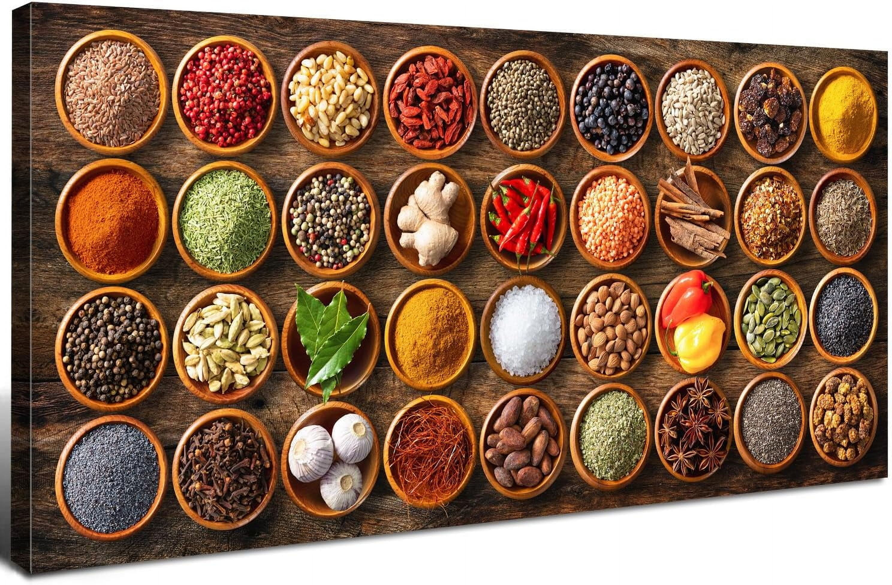 AEFER Kitchen Pictures Wall Decor Spices Canvas Wall Art Colorful ...