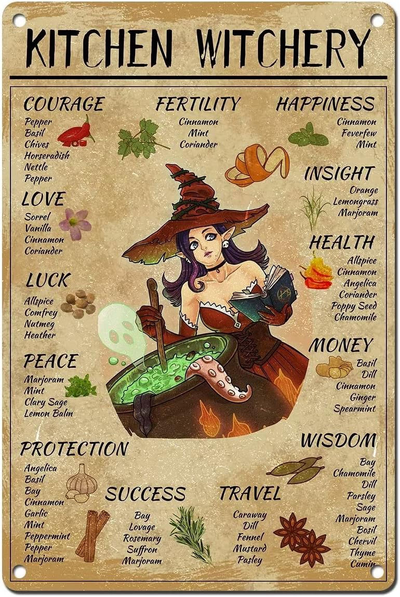 AEFER Kitchen Witch Signs,Retro Vintage Decorations Tin Metal Sign for ...
