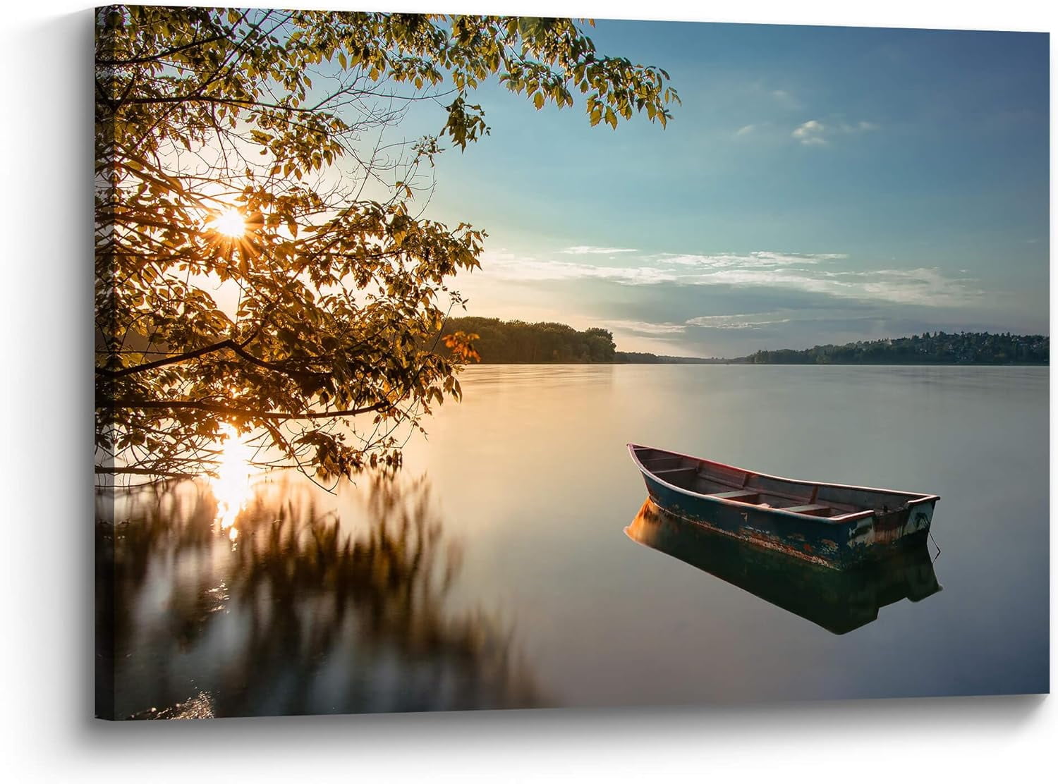 AEFER Lake Landscape Canvas Wall Art: Sunset Nature Scenery Picture ...