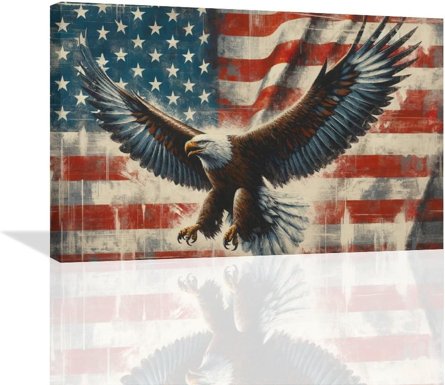 AEFER Large Bald Eagle Wall Art American Flag and Eagle Pictures Wall ...