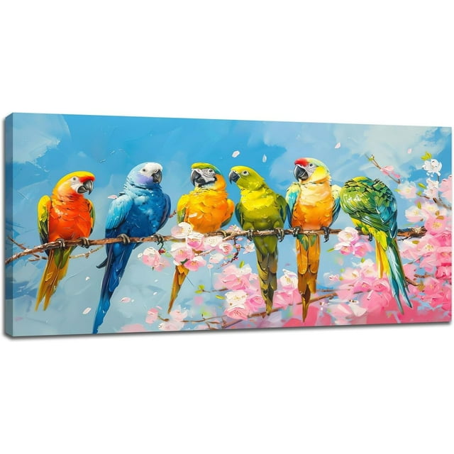 AEFER Large Canvas Wall Art Decor for Living Room Bedroom Parrot ...