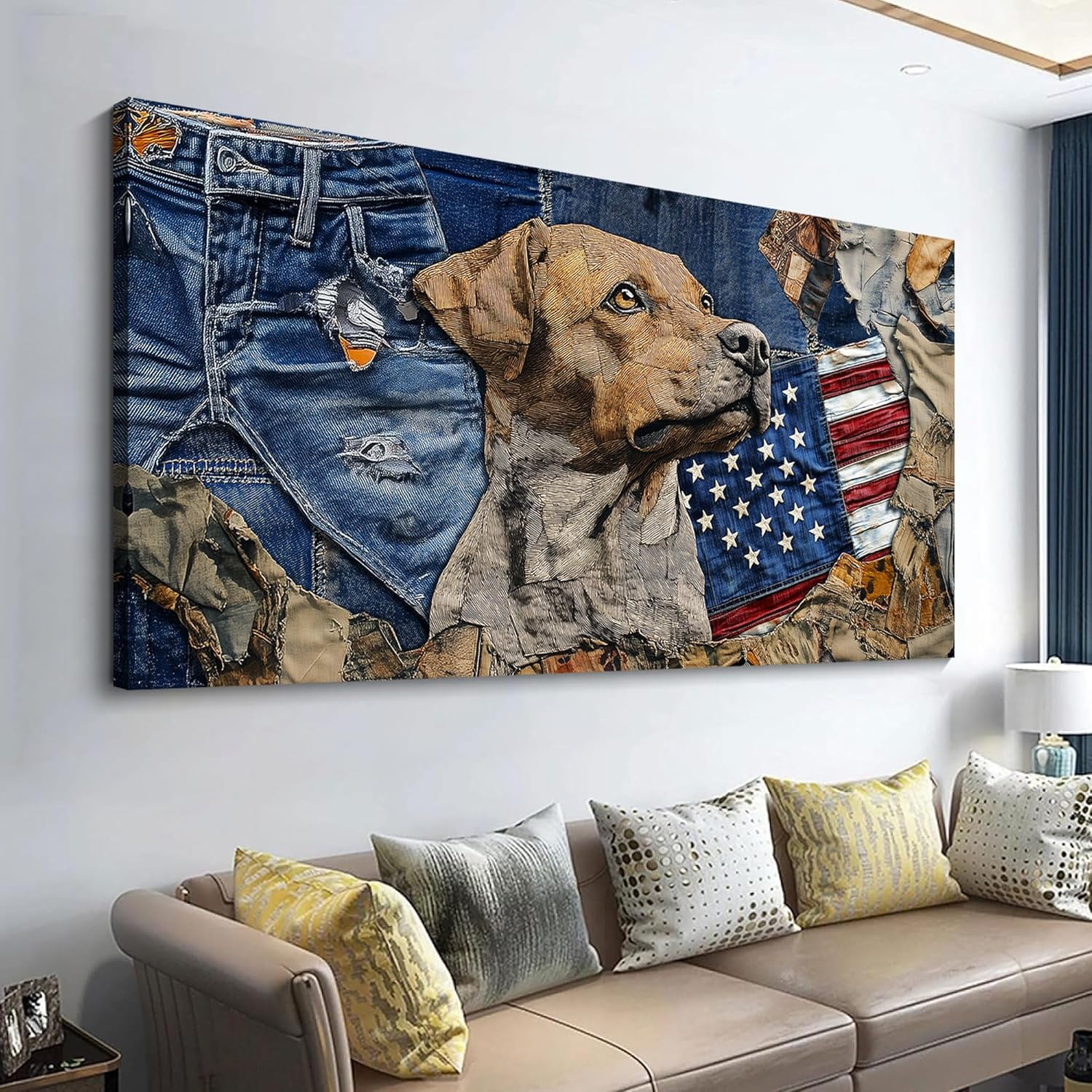 AEFER Large Canvas Wall Art - Western Cowboy Dog Cool Wall Paintings ...