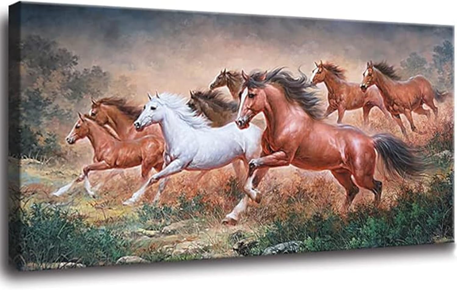 AEFER Large Horse Wall Art Pictures Animal Canvas Prints Eight Running ...