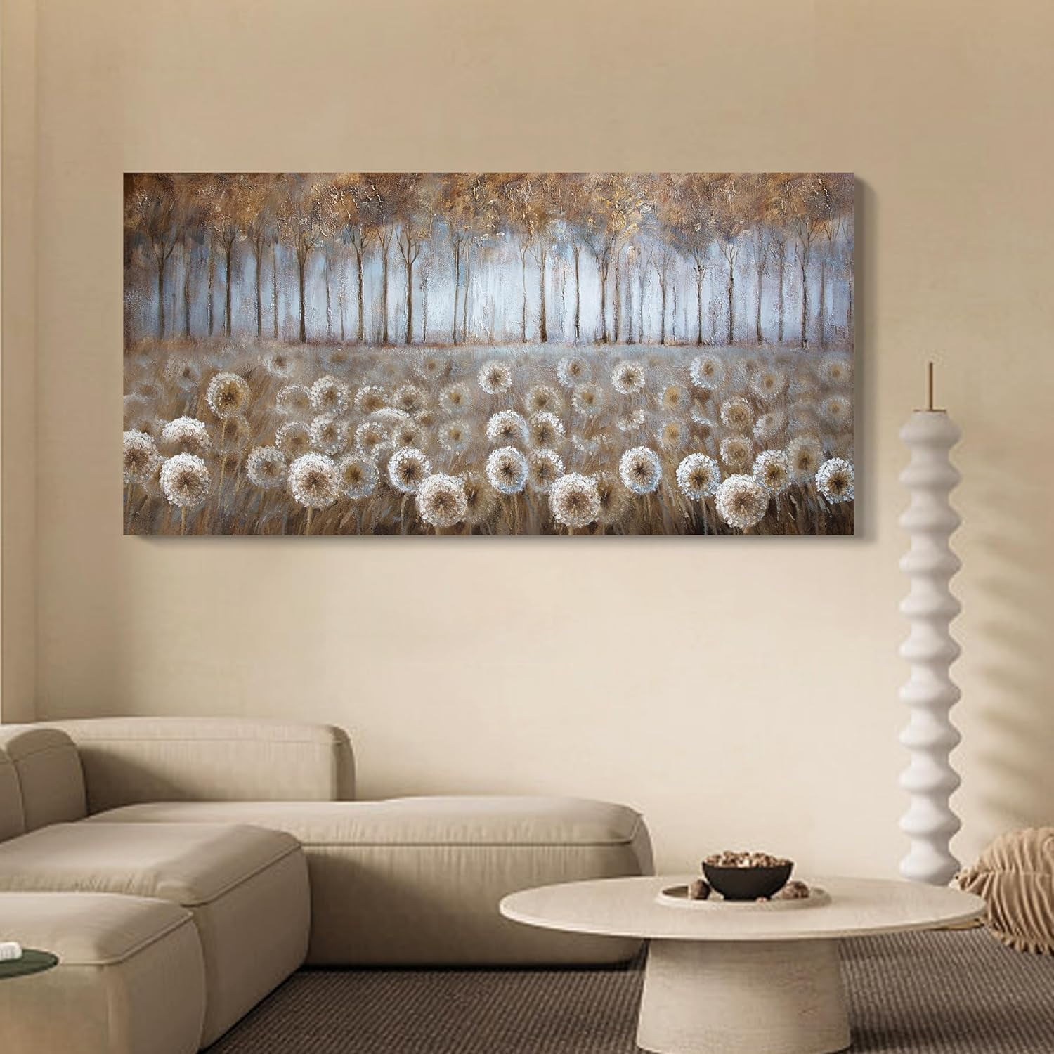 AEFER Large Living Room Wall Decor Brown Dandelion Canvas Wall Art ...