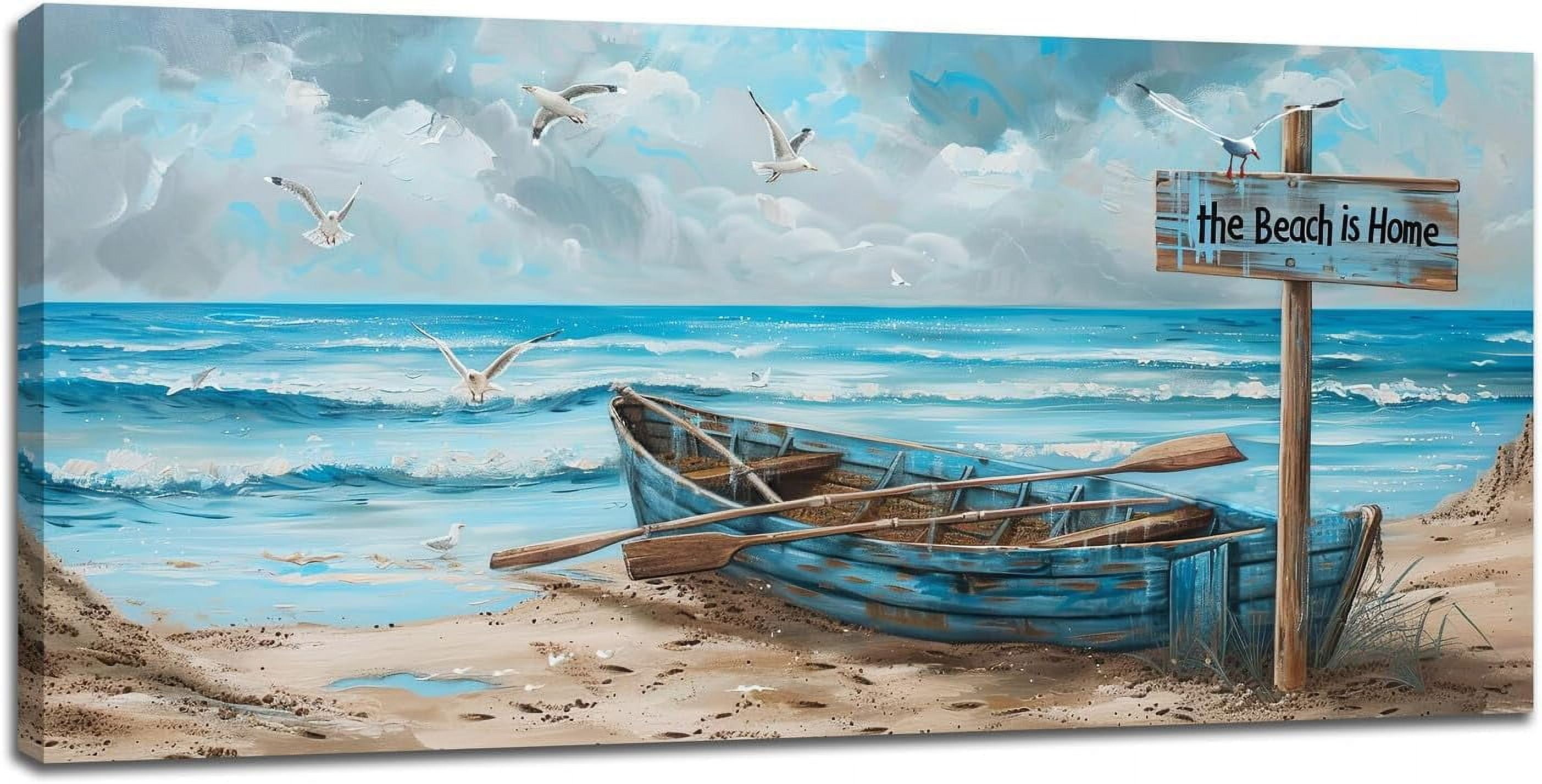 AEFER Large Wall Art for Blue Beach Pictures Wall Decor Ocean Landscape ...