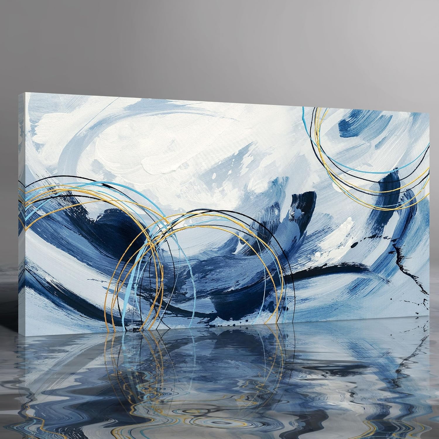 AEFER Large Wall Art - Modern Blue Abstract Wall Decor Wall Art for ...