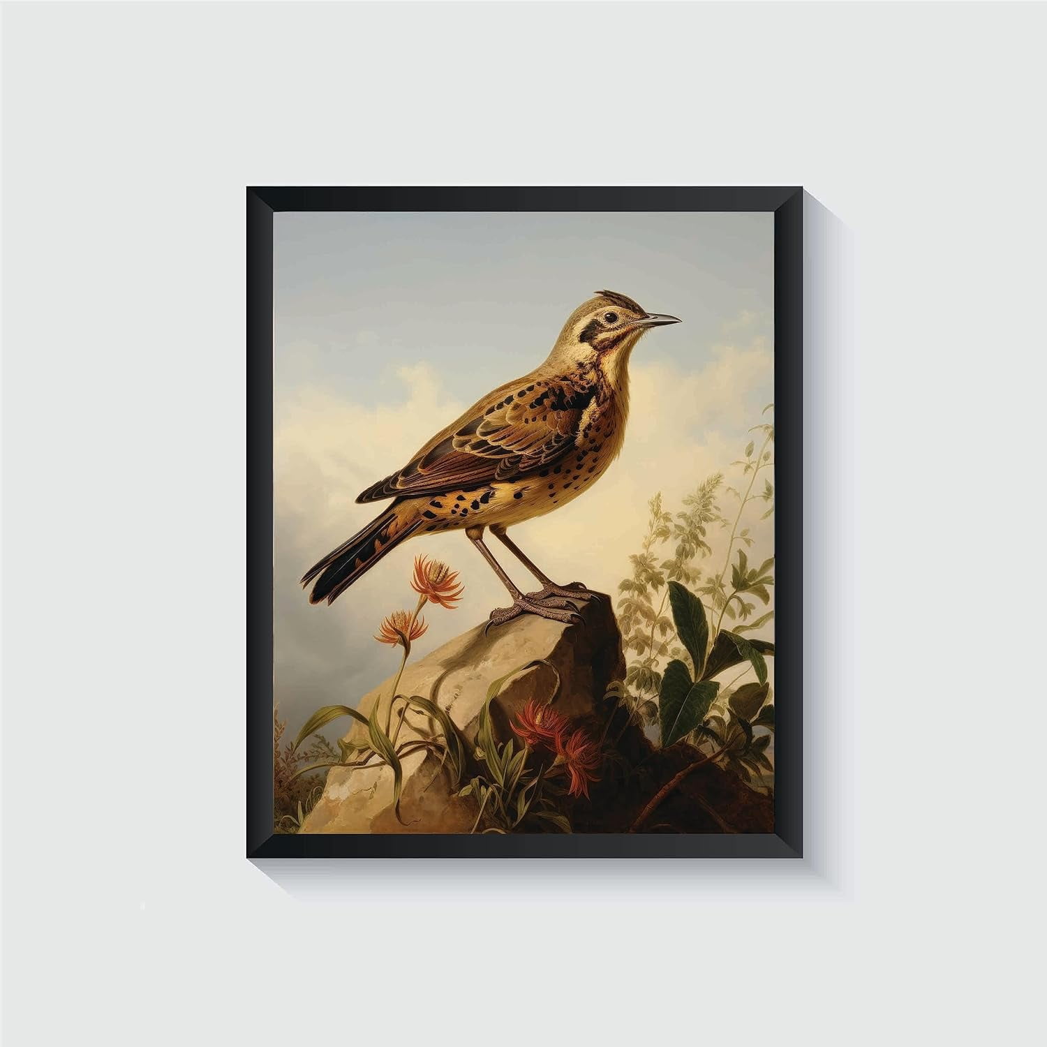 AEFER Lark Poster Art Print Retro Vintage Bird Wall Art Poster Decor ...