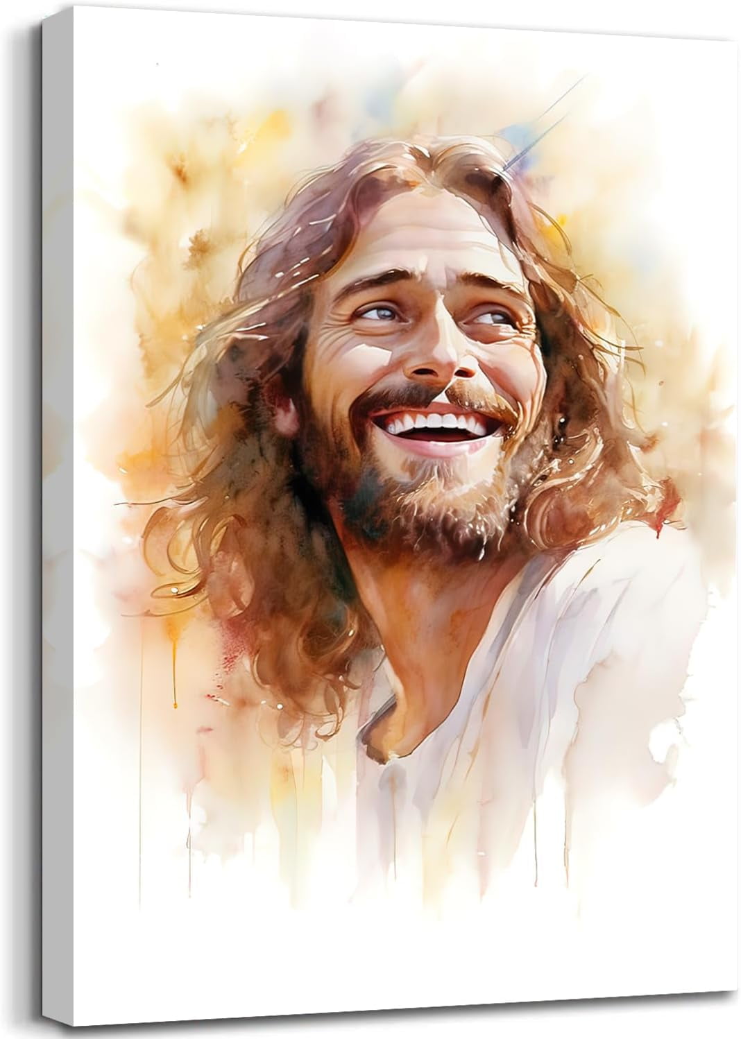 AEFER Laughing Christ, Jesus with Long Curly Hair Beard - Friendly ...