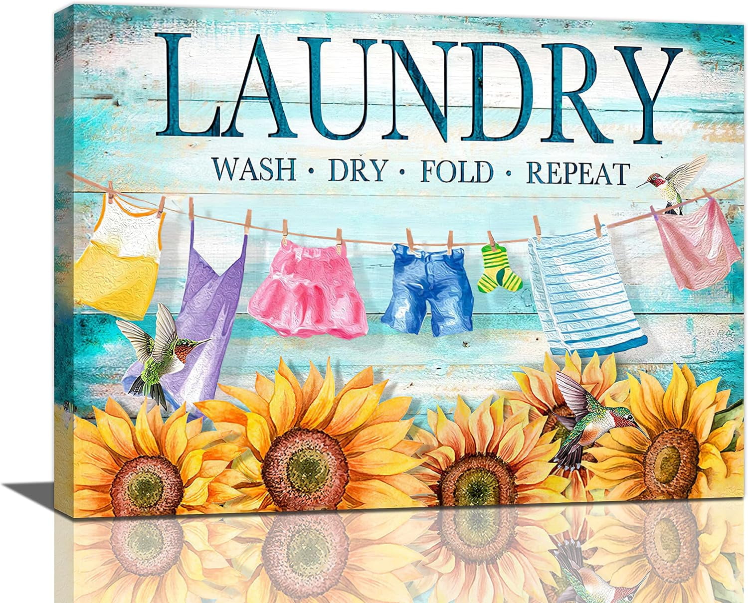 AEFER Laundry Room Wall Art Farmhouse Laundry Rules Wall Decor Rustic ...
