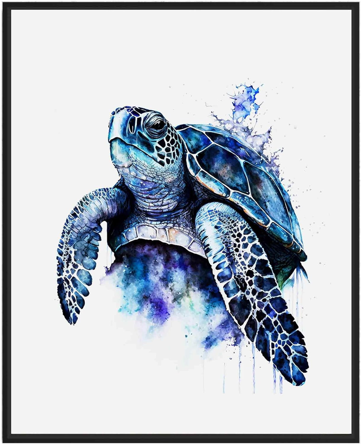 AEFER Leatherback Turtle Art Print Poster, Abstract Watercolor Animal ...