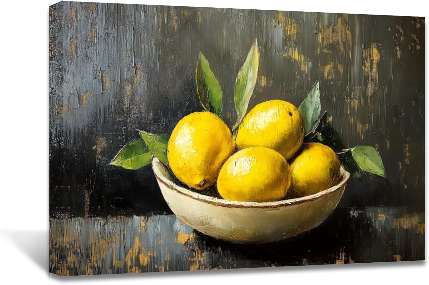 AEFER Lemon Canvas Wall Art Kitchen Picture Citrus Fruit Poster Yellow ...