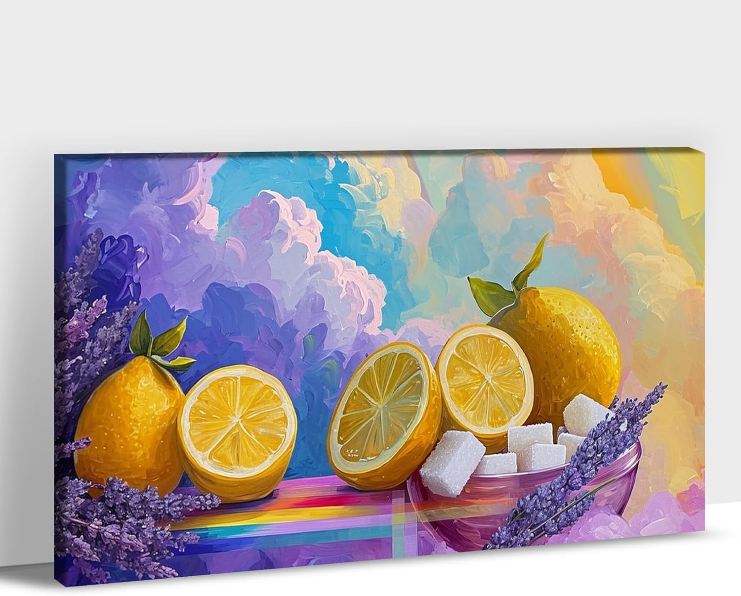 AEFER Lemon Wall Art, Fantasy Lemon Sugar Cube Canvas Prints for ...