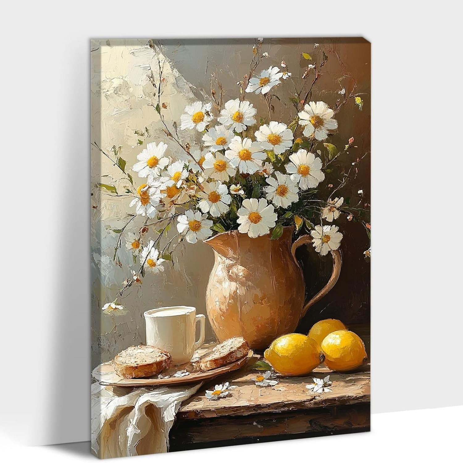 AEFER Lemon Wall Art, Fruit & Flower Vase Still Life Canvas Prints ...